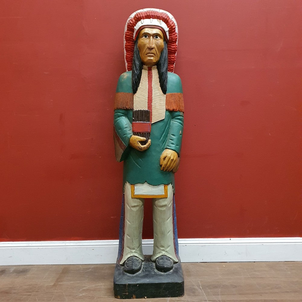 x SOLD American Cigar Store Indian Chief hand-carved hand-painted soli ...