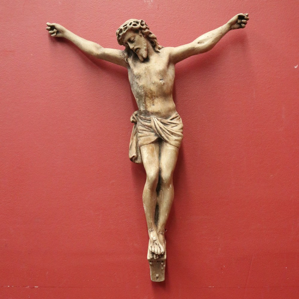 x SOLD Antique French wall hanging plaster statue of Jesus – devotiona ...