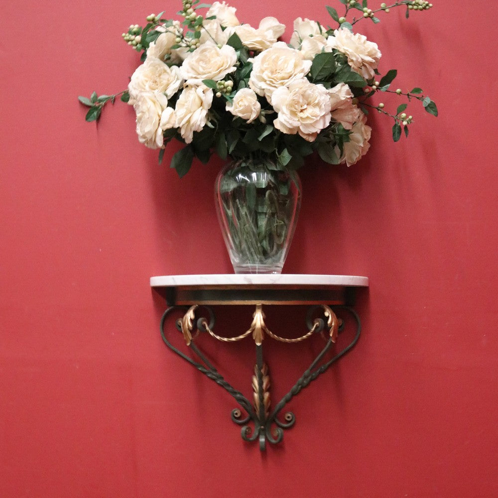 x SOLD French Wall Hanging Hand-forged Iron and Marble Statue Holder o ...