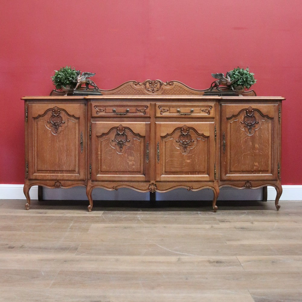x SOLD Antique French Sideboard French Oak Breakfront 4 Door Sideboard ...