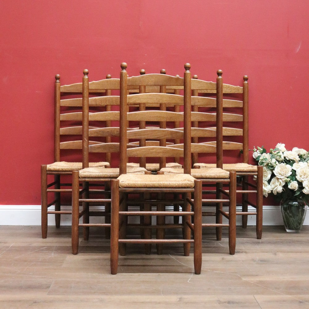 x SOLD Set of Six Antique French Ladder Back Dining Chairs or Kitchen ...