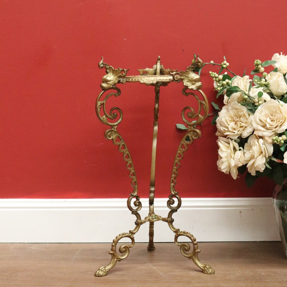x SOLD Antique French Plant Stand, Brass Fretwork Tri-Leg Plant Holder ...